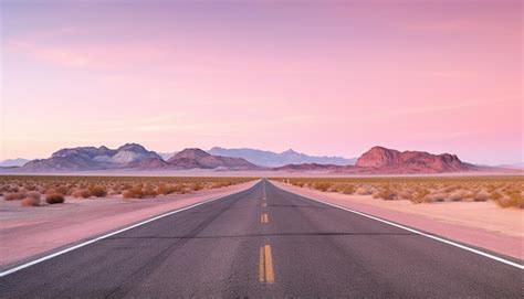 Premium Ai Image Route 66 Highway Road In The Evening Sunset Desert