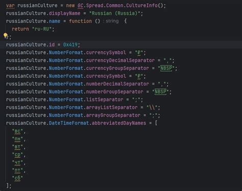 Russian Symbol Support Spreadjs Customize Format Culture Dialog