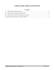 Mastering Complex Number Algebra Using MATLAB Course Hero