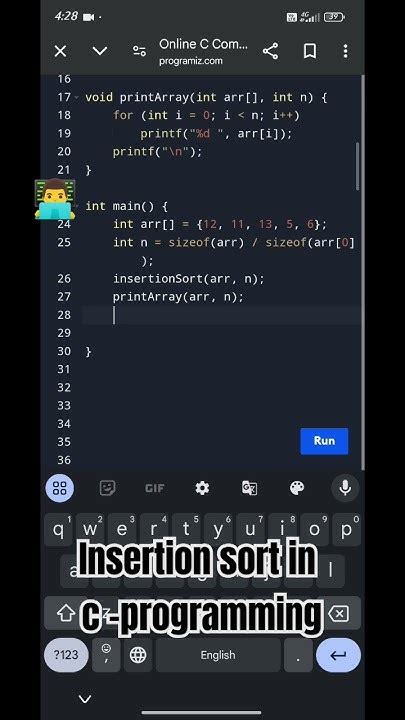 Insertion Sort In C Programming Language Insertion Sort In C