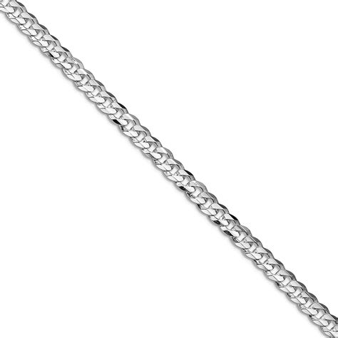 925 Sterling Silver Rhodium Plated 45mm Concave Beveled Curb Chain