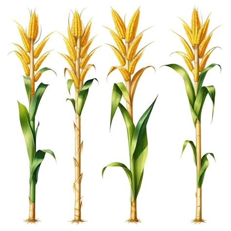 Premium Vector Cornstalk Vector Set White Background Isolated