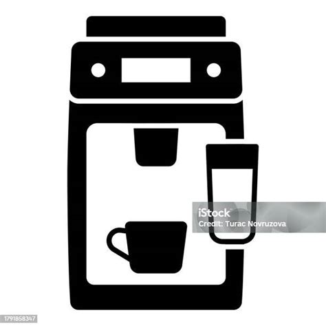 커피 머신 컵과 우유 거품기 솔리드 아이콘 전자 제품 개념 흰색 배경에 에스프레소 머신 벡터 기호 글리프 스타일 아이콘 모바일 개념 웹 디자인 벡터 그래픽 Robusta