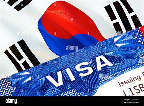 South Korea Visa Stamp In Passport With Visa Text Passport Traveling