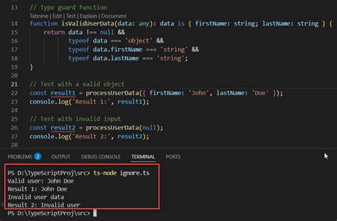 how to ignore lines in typescript