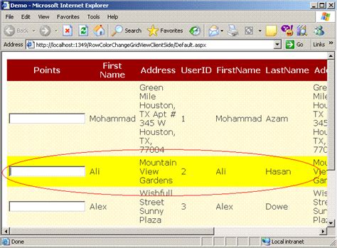 Highlighting Rows With TextBox OnFocus