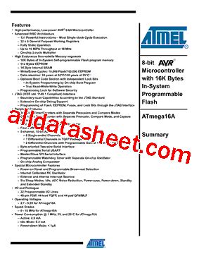ATMEGA16A AU Datasheet PDF ATMEL Corporation