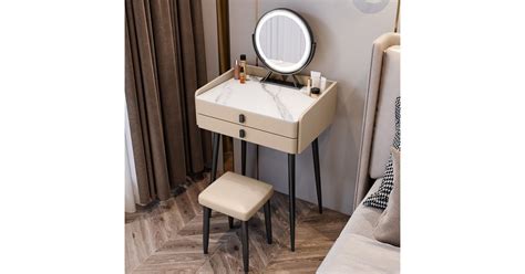 Небольшой туалетный столик 50 см из цельного дерева с керамической столешницей зеркалом и