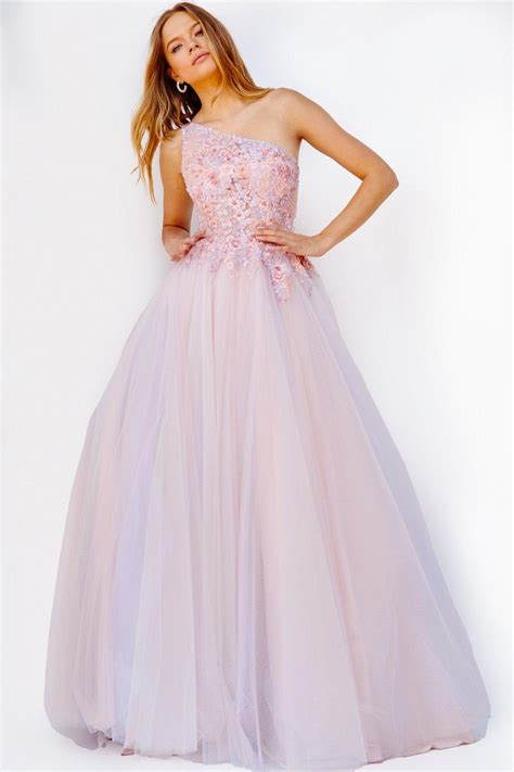 Blushmulti Jovani 24271 Long One Shoulder Prom Ball Gown Prom