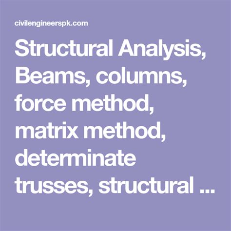 structural analysis beams columns force method matrix method