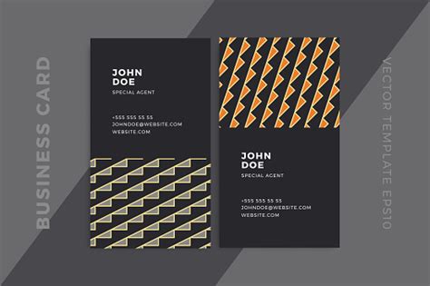 우아한 추상 명함 수직 어두운 템플릿 예술적 기하학적 패턴의 현대 기업 문구 모형 샘플 텍스트가있는 깨끗하고 간단한 벡터 편집 가능한 배경 Eps10 0명에 대한 스톡 벡터