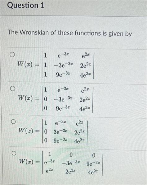 solved consider three functions y1 x 1 y2 x e−3x and