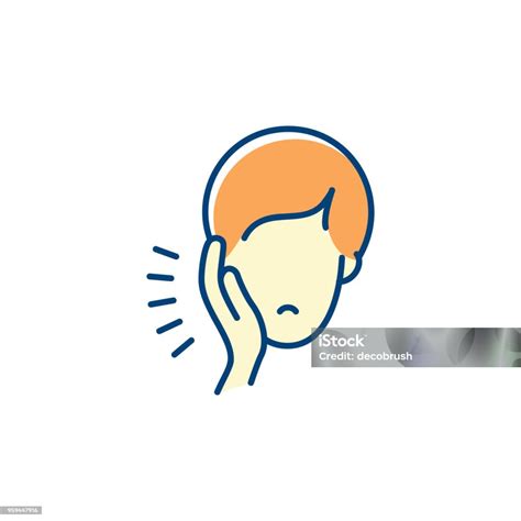 치 통 아이콘 치과 통증 기호입니다 치 통 턱 통증 벡터 일러스트 레이 션을 가진 남자 아픔에 대한 스톡 벡터 아트 및 기타