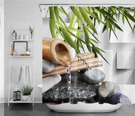 Dakota Fields Zenstone Bamboo Spa Shower Curtain Set Modern