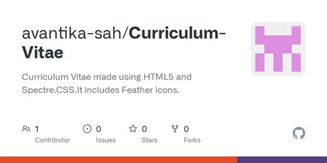 GitHub Avantika Sah Curriculum Vitae Curriculum Vitae Made Using HTML And Spectre CSS It