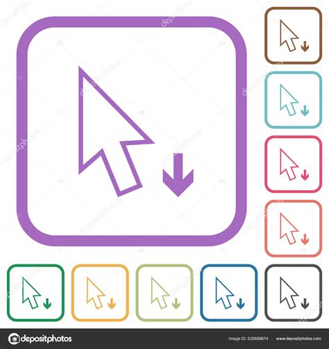 arrow cursor outline simple icons color rounded square frames white