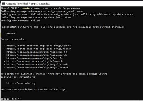 Package Not Found On Window System Conda · Issue 1089 · Nanocompmeep · Github