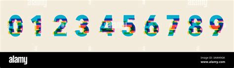 Alphabet Made Of Multicolored Numbers And Symbols With Glitch Effect