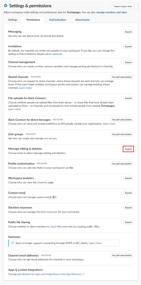Slack How To Limit The Permissions To Edit And Delete Messages Technipages