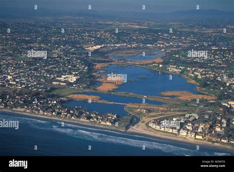 Aerial Over Buena Vista Lagoon Carlsbad Northern San Diego Region