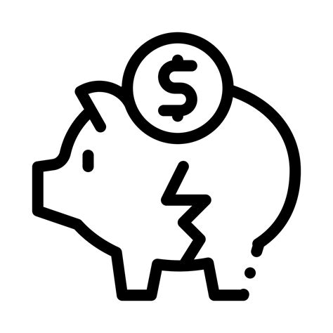 Chopped Piggy Bank Icon Vector Outline Illustration Vector Art At Vecteezy