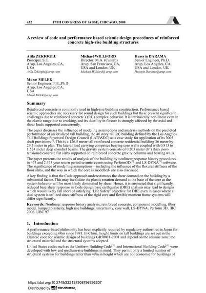 A Review Of Code And Performance Based Seismic Design Procedures Of Reinforced Concrete High
