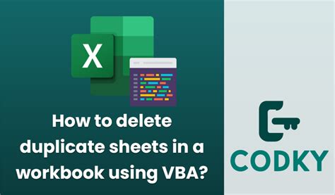 How To Delete Duplicate Sheets In A Workbook Using VBA Codky