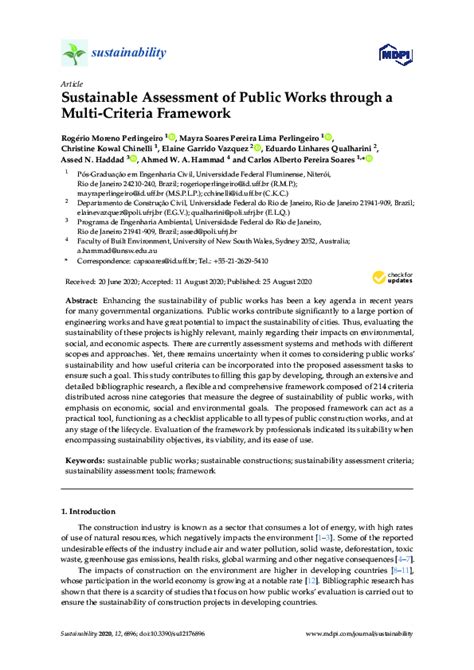 Pdf Sustainable Assessment Of Public Works Through A Multi Criteria Framework