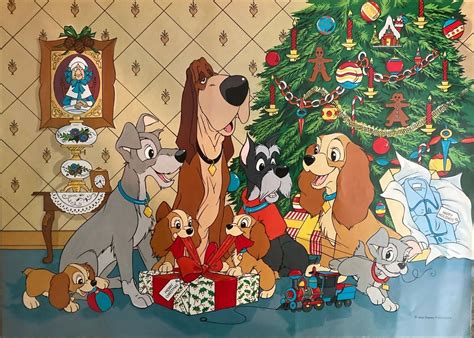 1980s Lady And The Tramp Christmas Poster With Jock And Trusty 4697827630