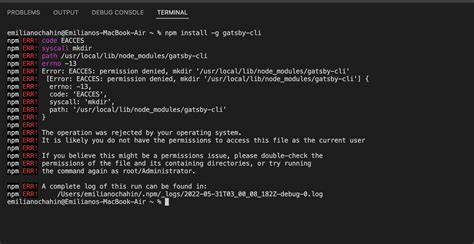 I Get This Error While Trying To Install Gatsby Cli On My Mac How Do I