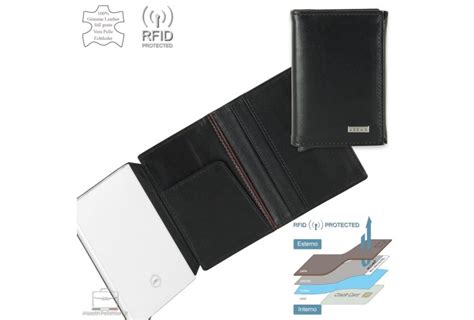 Wallet Popup Rfid Card Box In Smooth Leather Black Acciaio®