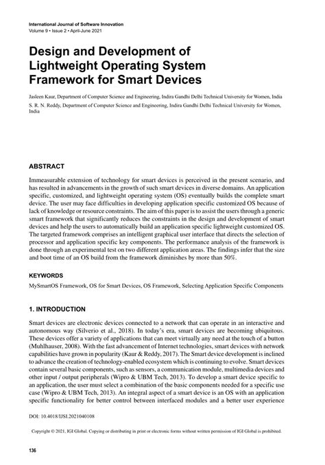 Pdf Design And Development Of Lightweight Operating System Framework For Smart Devices