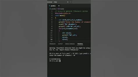 How To Generate Fibonacci Series In C Language💞😍 Shortvideo Reels