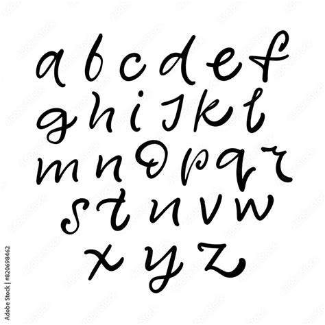 Cursive Handwritten Alphabet Letters With Lowercase Script Font On