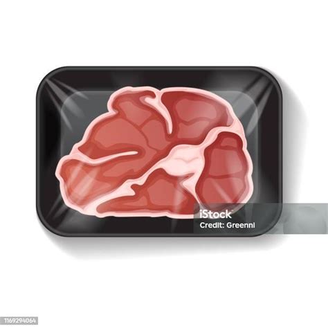 스테이크와 검은 사각형 스티로폼 플라스틱 식품 트레이 컨테이너 벡터 모형 템플릿 3차원 형태에 대한 스톡 벡터 아트 및 기타 이미지 3차원 형태 건강한 생활방식