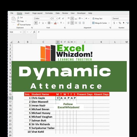 Dynamic Attendance Sheet Excel Excelsolutions Googlsheets Microsoft