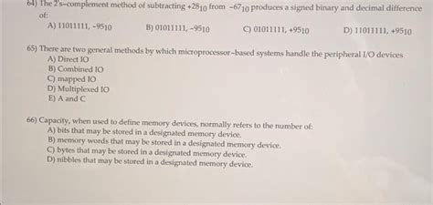 solved 64 the 2 s complement method of subtracting 2810