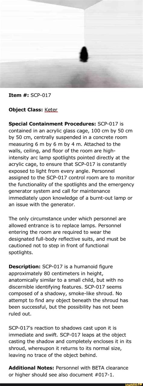 Item Scp 017 Object Class Keter Special Containment Procedures Scp 017 Is Contained In An