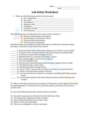 Free Collection Of Printable Lab Safety Worksheets