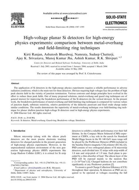 Pdf High Voltage Planar Si Detectors For High Energy Physics