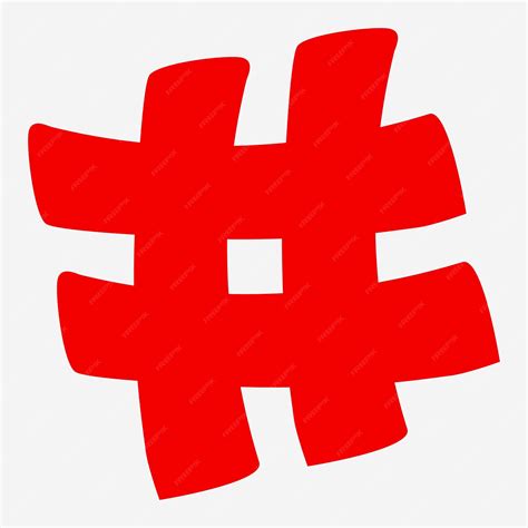 Red Hashtag Sign Symbol Premium Vector