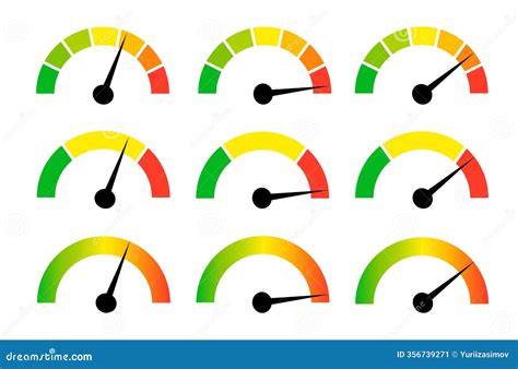Speedometer Gauge Meter Icons Vector Scale Level Of Performance
