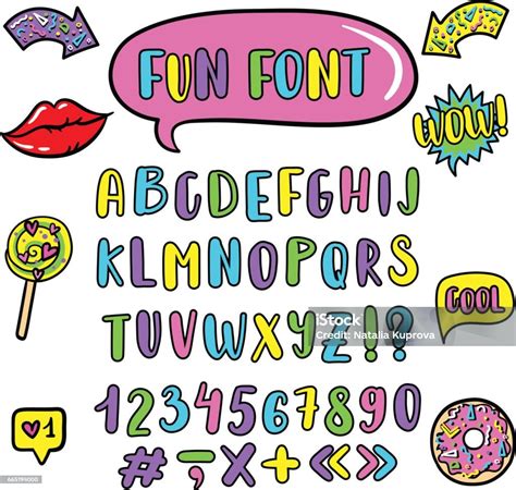 벡터 만화 스타일에 영어 알파벳을 아이입니다 귀여운 화려한 글꼴 재미 자본 Abc입니다 현대 집합이 팝 아트 스티커 Patche