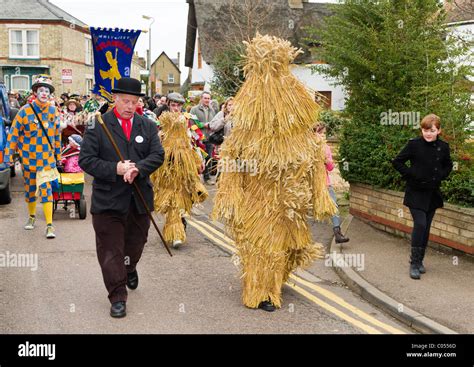 Whittlesea Straw Bear And Keeper Lead The Parade At The Whittlesea