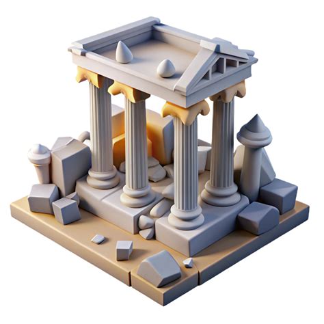 Dramatic Vintage Ruined Temple 3d Model Classical Architecture Ancient