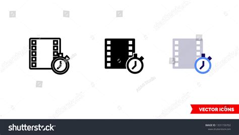 Timecode Icon 3 Types Color Black Stock Vector Royalty Free
