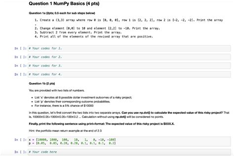 Solved Question 1 Numpy Basics 4 Pts Question 1a 2pts