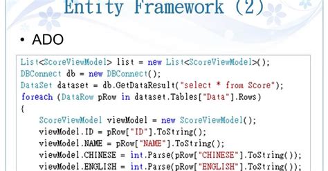 Asp Net Mvc Orm And Entity Framework 簡介