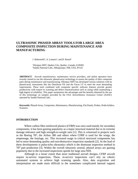PDF Ultrasonic Phased Array Tools For Large Area Composite Inspection During Maintenance And