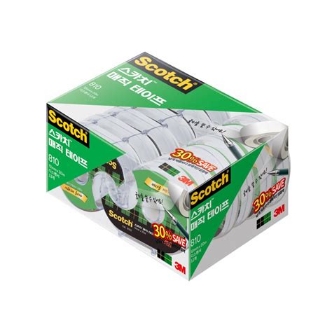 스카치™ 매직 테이프 양면 디스펜서 세이빙팩 30 810d 1인치용 12 Mm X 20 M 12롤 12팩박스 기획